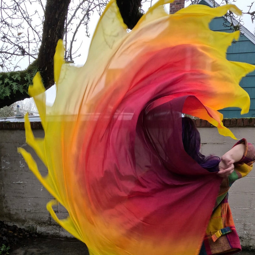 “Balla Fire” Flame Edge Weighted Veil – Silk Electric
